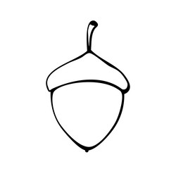 Hand drawn of acorn black outline Royalty Free Vector Image