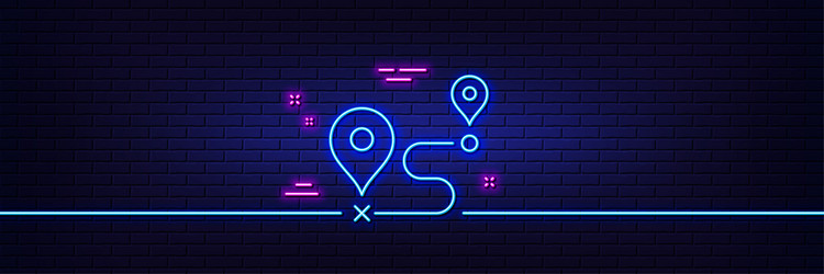 Journey line icon road path sign neon light glow Vector Image