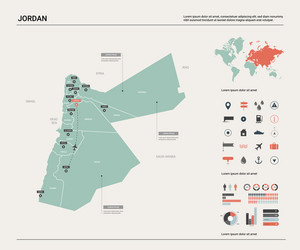 Kingdom of jordan road map Royalty Free Vector Image