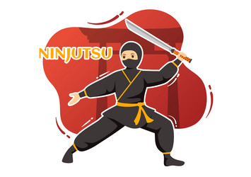 Ninjutsu with character ninja shinobi from japan Vector Image