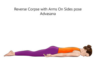 Silhouette reverse corpse pose advasana Royalty Free Vector