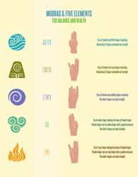 Mudras and their benefits chart infographic Vector Image