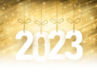 2023 sign with bow on brush strokes background Vector Image