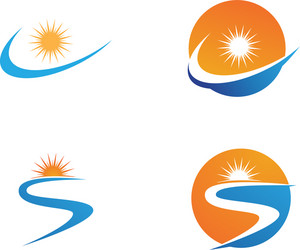 River and sun logo symbolstemplate icons Vector Image