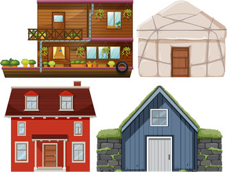 Set of house on the hill Royalty Free Vector Image