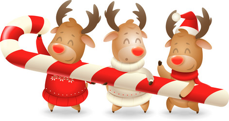 Merry christmas - three reindeer friends Vector Image