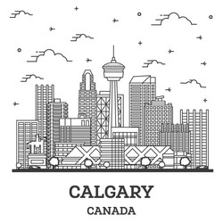 Outline calgary canada city skyline with modern Vector Image