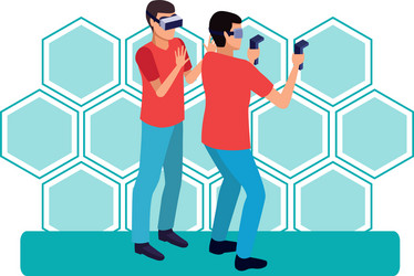 Virtual reality technology experience cartoon Vector Image