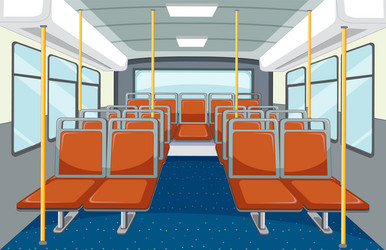 Bus interior with empty yellow seats Royalty Free Vector