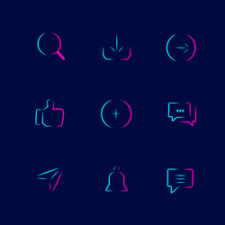 Icon set silhouette line pop art potrait logo Vector Image