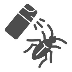 Spray bottle and cockroach line icon pest control Vector Image