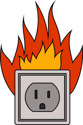 Short circuit electric outlet fire Royalty Free Vector Image