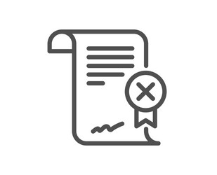 Reject medal line icon decline award sign Vector Image