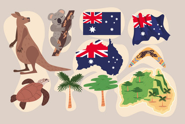 Cute australian items Royalty Free Vector Image