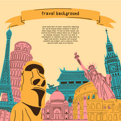 Bright background with world wide famous landmarks