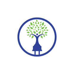 Electric cord and human tree logo design Vector Image