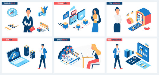 Development of new modern technology set tiny Vector Image