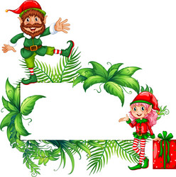 Border template with christmas elves Royalty Free Vector
