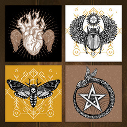 Occult tattoo set Royalty Free Vector Image - VectorStock