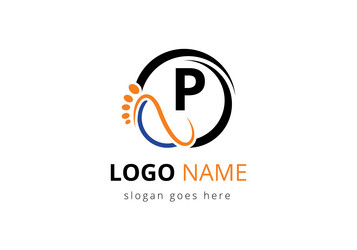 Letter p health care logo design with safe Vector Image