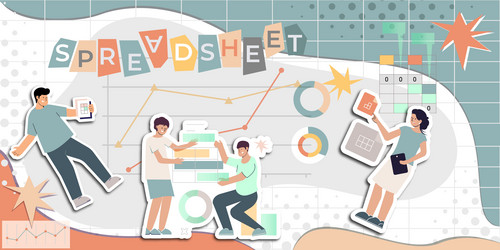 Spreadsheets flat text Royalty Free Vector Image