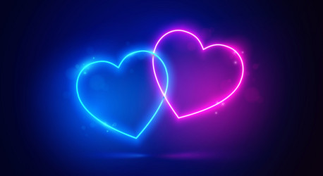 Couple hearts neon sign Royalty Free Vector Image