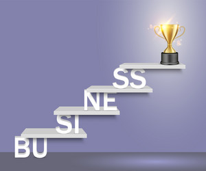 Ladder to trophy success Royalty Free Vector Image