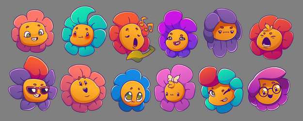 Cartoon Flowers With Faces