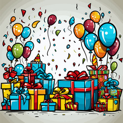 Birthday party hand-drawn comic Royalty Free Vector Image