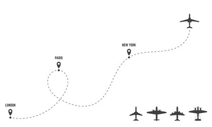Aircraft route and starting point Royalty Free Vector Image