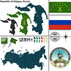 Flag of adygea with old texture Royalty Free Vector Image