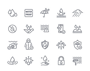 Water pollution ecology problem icon set in thin Vector Image