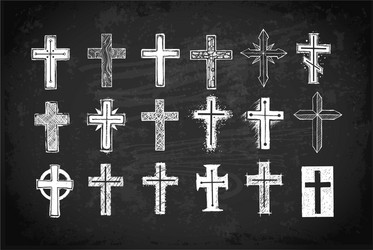 Big set of doodle sketch crosses on blackboard Vector Image