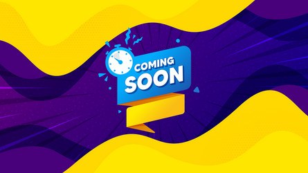 Coming soon paper banner timer announcement tag Vector Image