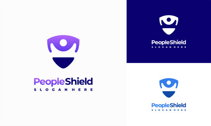 People shield logo designs concept Royalty Free Vector Image