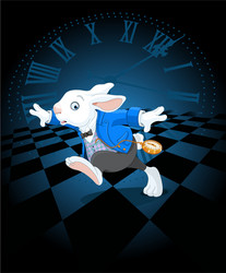 Running white rabbit Royalty Free Vector Image