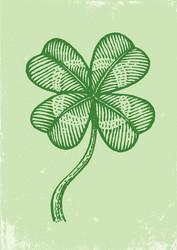 Clover with four leaf - vintage engraved Vector Image