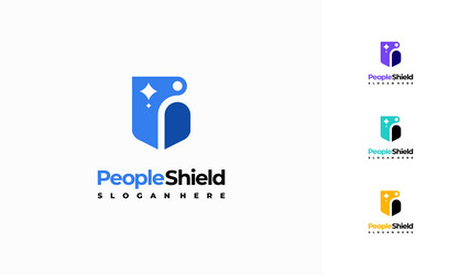 People shield logo designs concept Royalty Free Vector Image