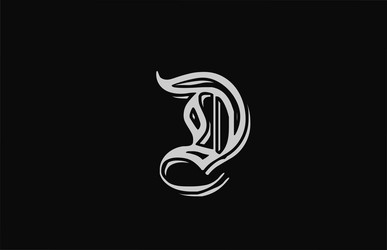 Black and white letter d grunge alphabet logo Vector Image
