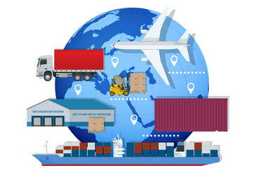 Concept of exporting and importing cargo around Vector Image