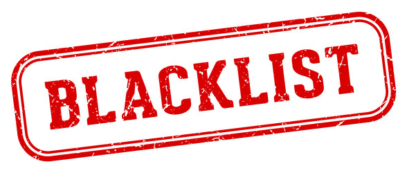 Blacklist stamp label on transparent Royalty Free Vector