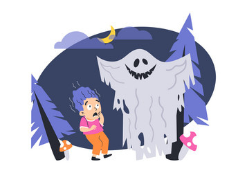 Child afraid of monsters in his closet flat Vector Image