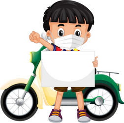 Cute young boy cartoon character holding blank Vector Image