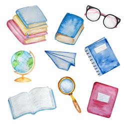 Watercolor isolated school supplies Royalty Free Vector