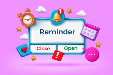Reminder icon notification red white color set Vector Image