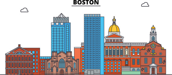 United states boston line cityscape flat Vector Image