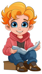 Boy holding book isolated Royalty Free Vector Image