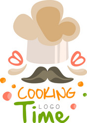 Cooking time studio logo design kitchen emblem Vector Image