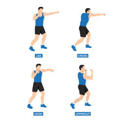 Man doing boxing moves exercise jab cross hook Vector Image