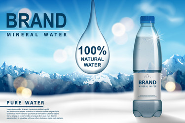Pure sparkling water ad plastic bottle Royalty Free Vector